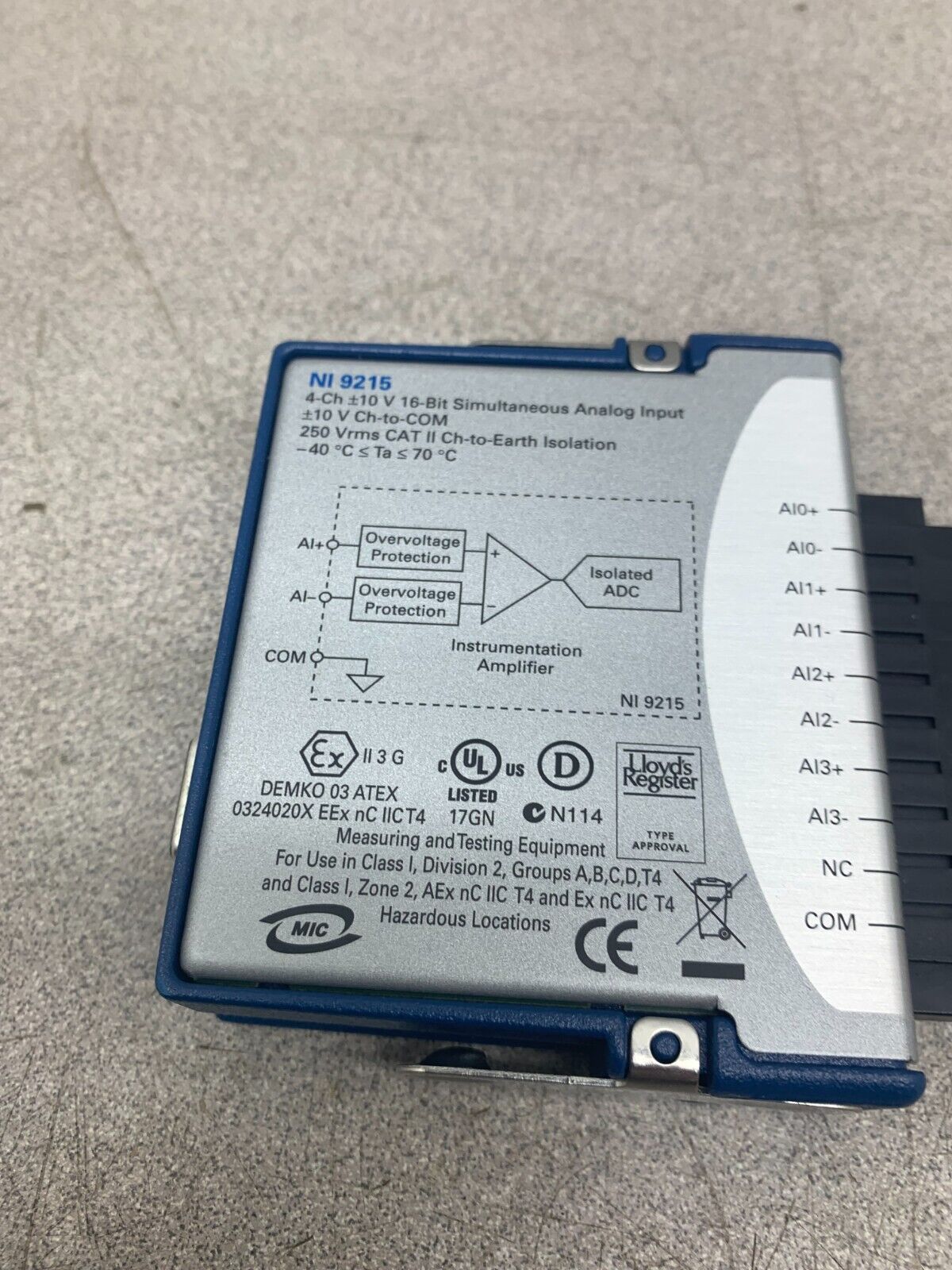 Used National Instruments 16 Bit Simultaneous Analog Input Module Ni 9