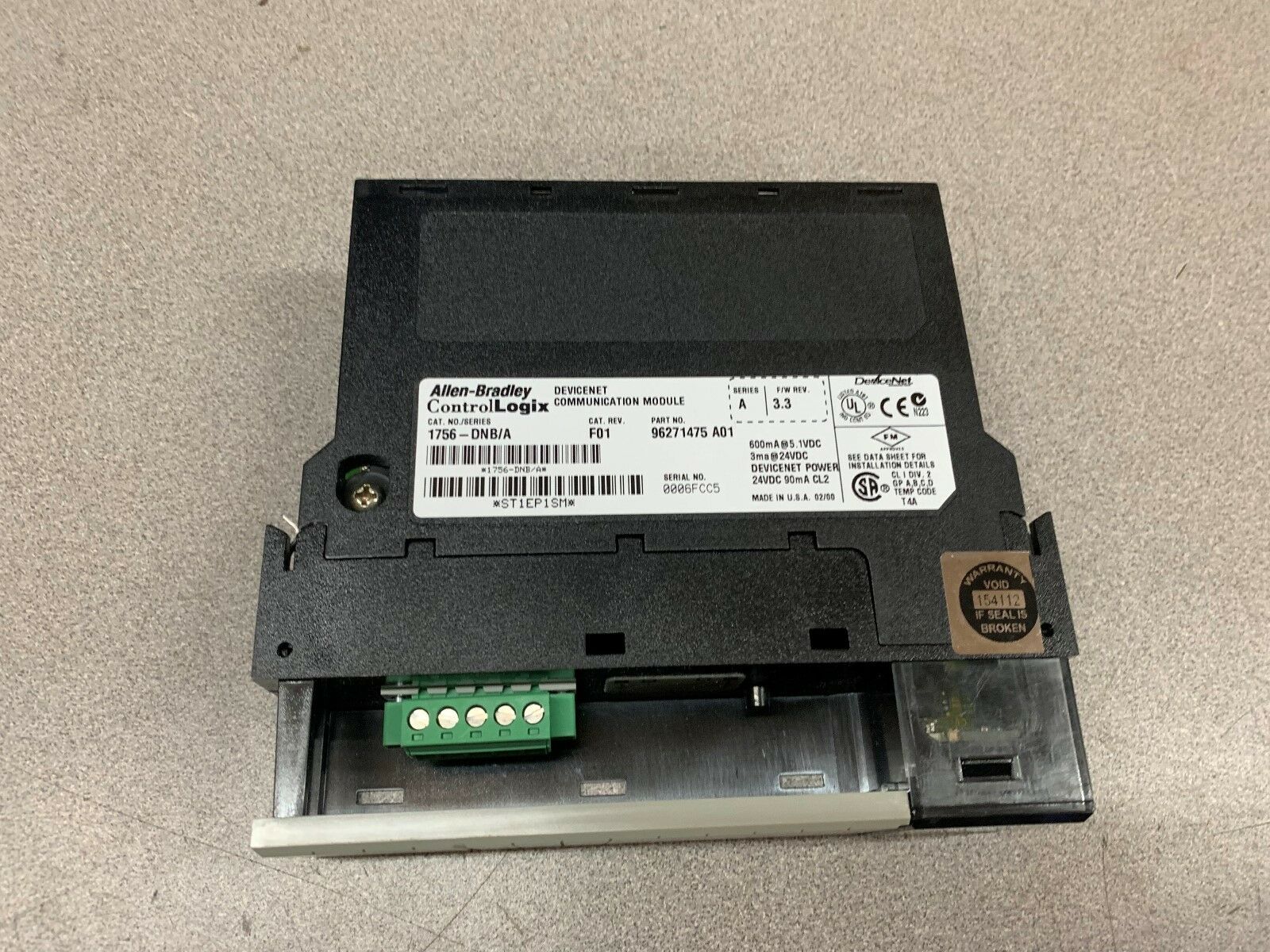 Used Allen Bradley Control Logix Communication Module 1756 Dnb Series