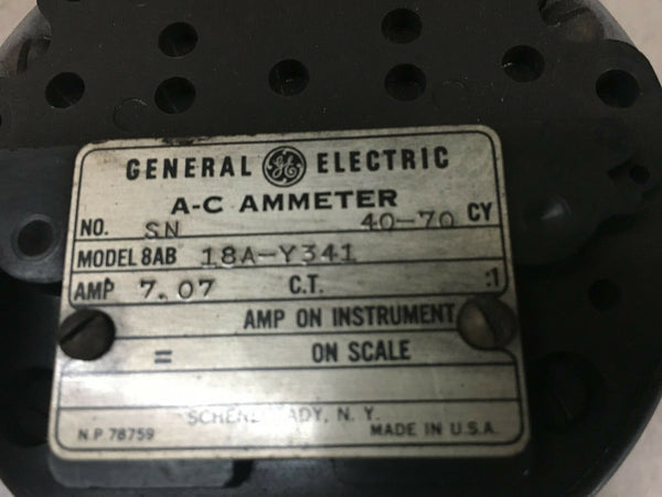 USED GENERAL ELECTRIC A-C AMMETER 8AB 18A-Y341 – Boyd Industrial Supply